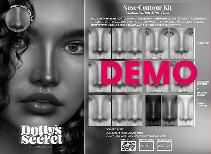 Second Life Marketplace - Dotty's Secret - Nose Contour Kit [DEMO]